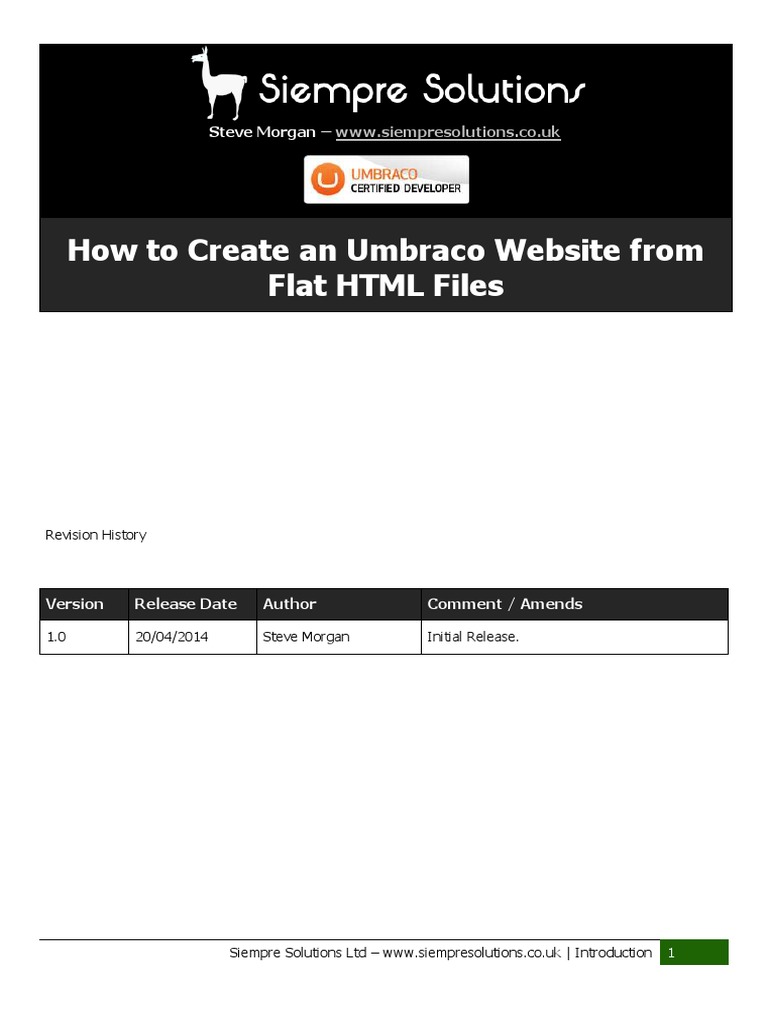 Umbraco Manual 71 How To Create An Umbraco Website From Flat Html Files Pdf Cascading 3324
