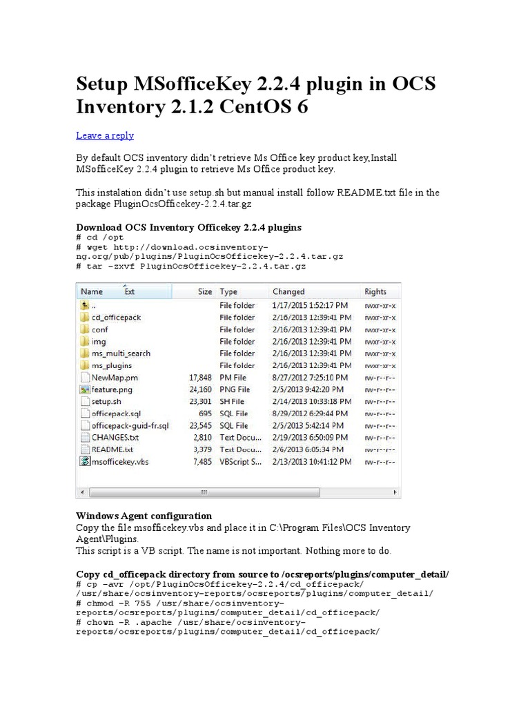 Setup MSofficeKey 2.2.4 Plugin in OCS Inventory 2.1.2 CentOS 6 | PDF | Data | Data Management