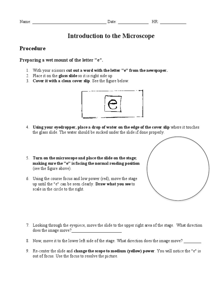 7-3 Introduction To The Microscope Lab Activity | PDF