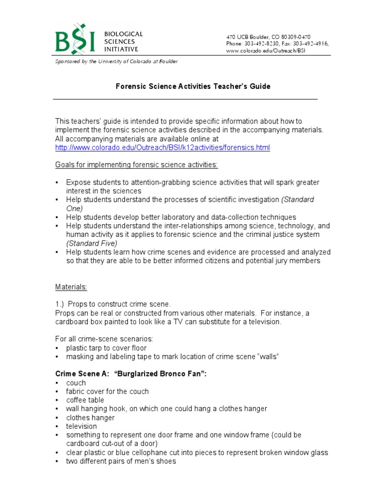 A Teacher's Guide to Implementing Engaging Forensic Science Activities ...