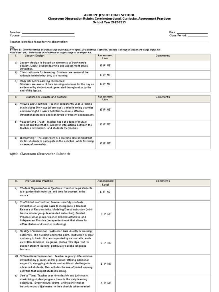 228 - Classroom Observation Rubric | PDF | Educational Assessment ... 228 - Classroom Observation Rubric | PDF | Educational Assessment ...