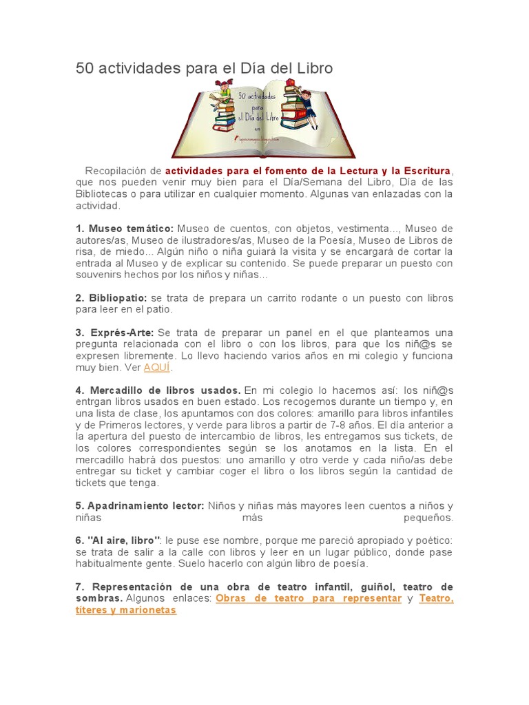 50 Actividades para El Día Del Libro | PDF | Libros | Poesía