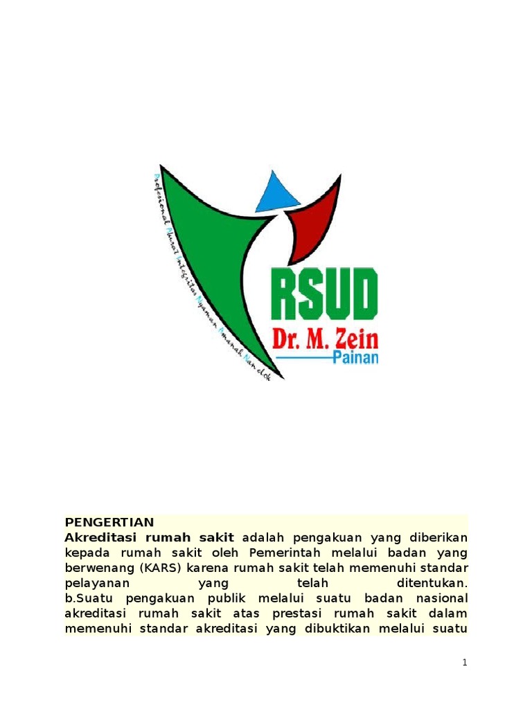 BUKU PINTAR AKREDITASI RSUD DR M ZEIN PAINAN | PDF