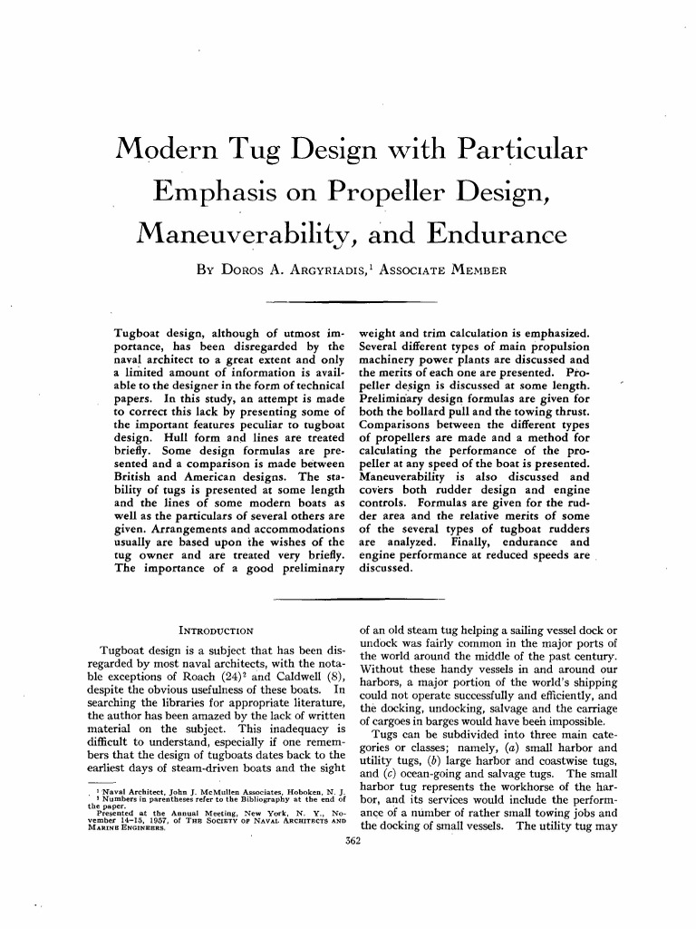 Modern Tug Design | PDF | Tugboat | Hull (Watercraft)