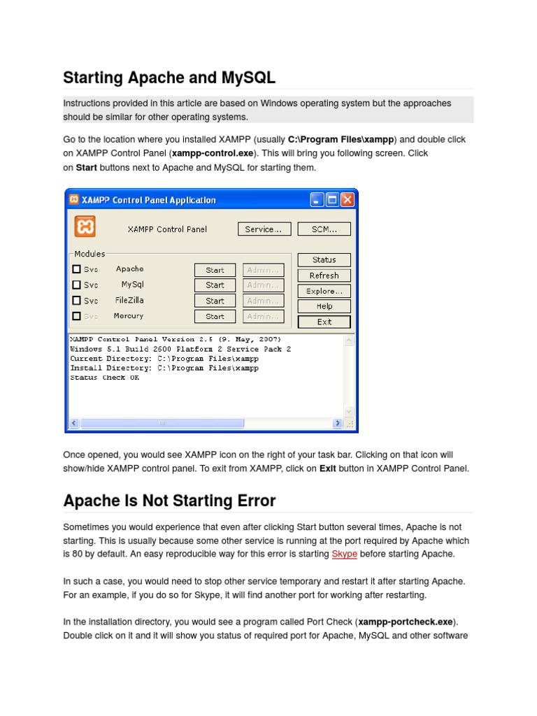 Starting Apache and MySQL | PDF | Apache Http Server | Databases