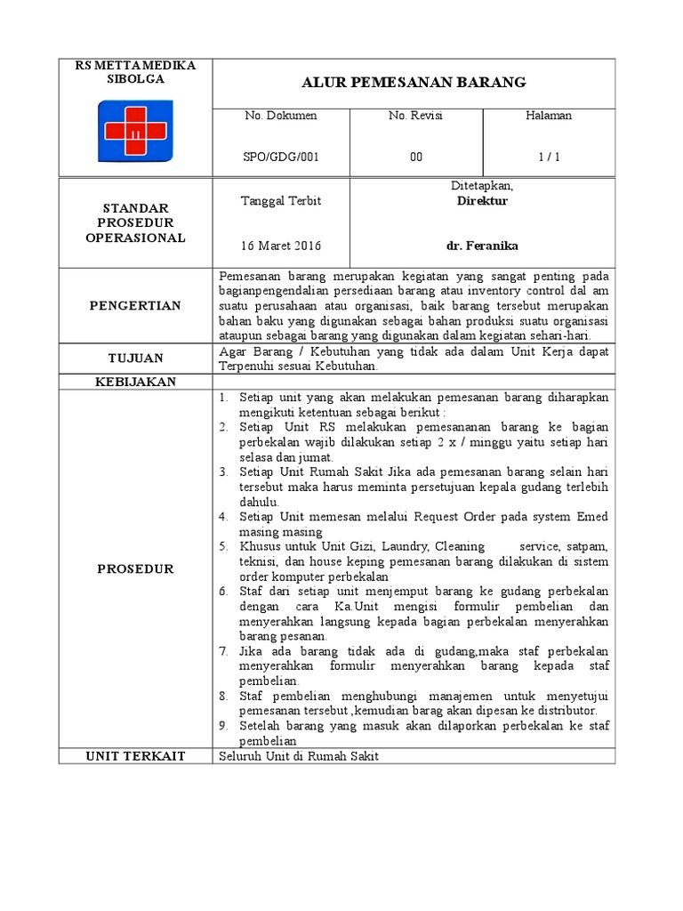 Spo Alur Pemesanan Barang | PDF