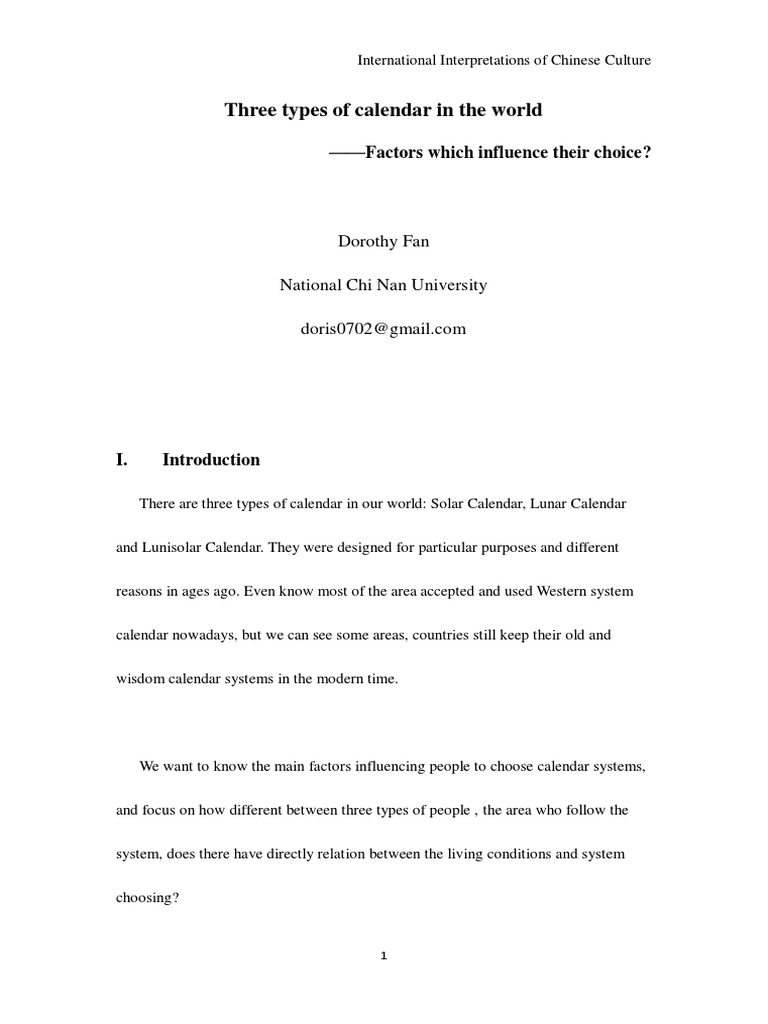 Three Types of Calendar in The World | PDF | Calendar | Earth