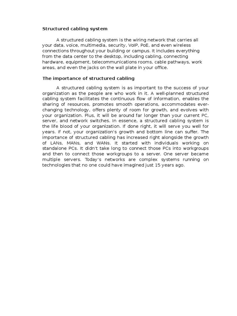 Structured Cabling System | PDF | Voice Over Ip | Telecommunications