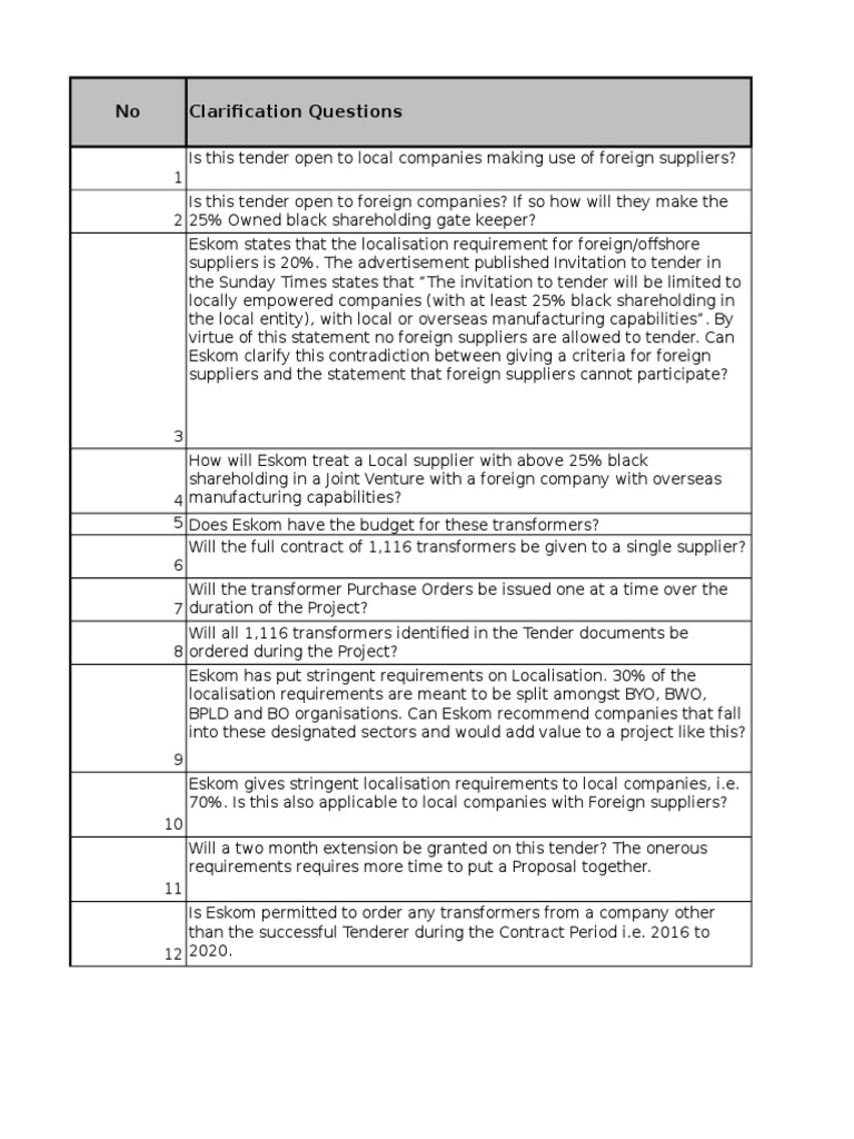 CORP 2997 Clarification Questions 120914 | PDF | Transformer ...