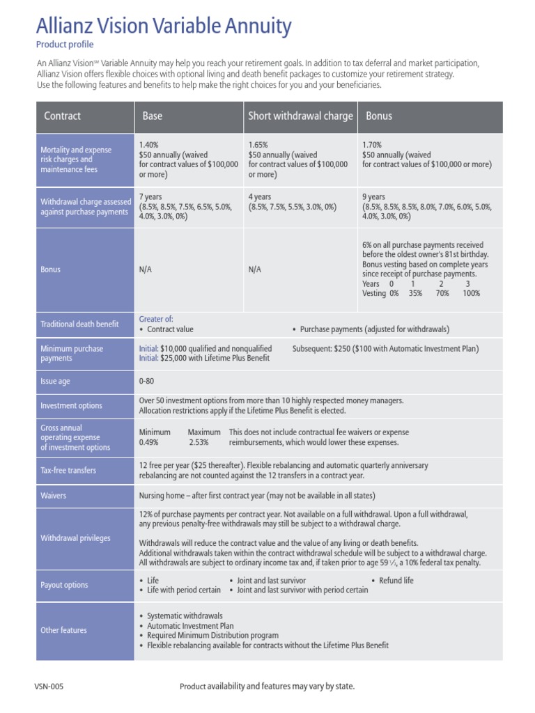 Allianz Vision Profile | PDF | Annuity (American) | Life Annuity