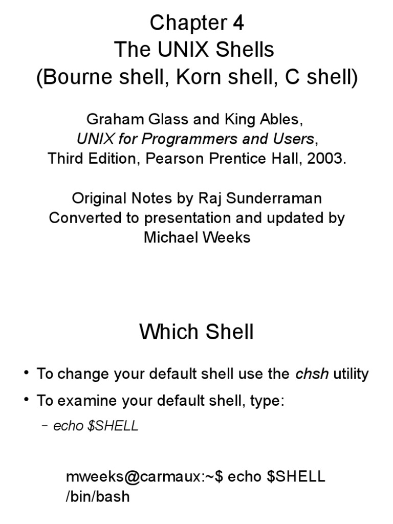 UNIX Shells: Core Features & Commands | PDF | Unix Software | Utility ...