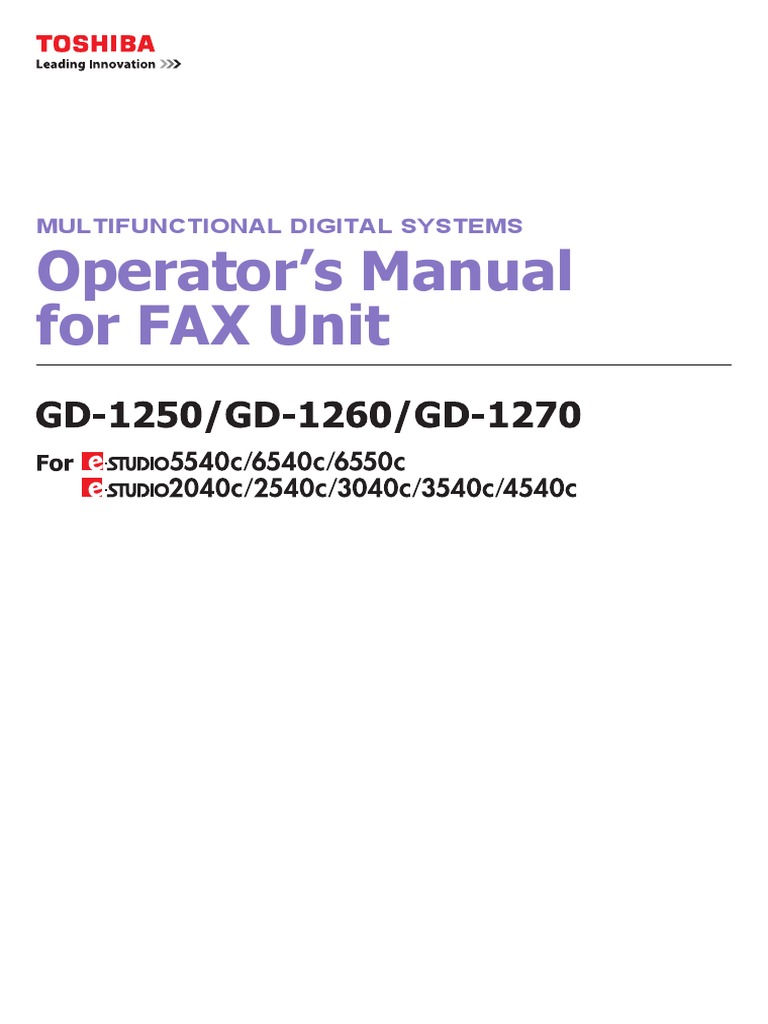 Operator's Manual For FAX Unit: Multifunctional Digital Systems | PDF ...