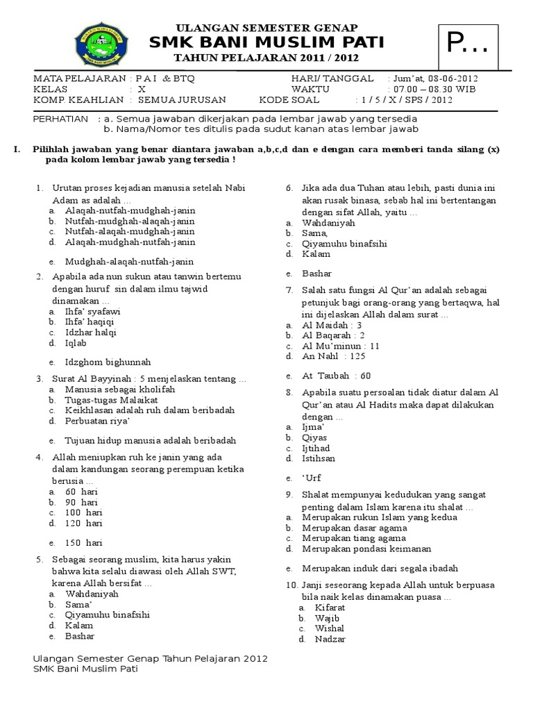 Contoh Format Soal | PDF