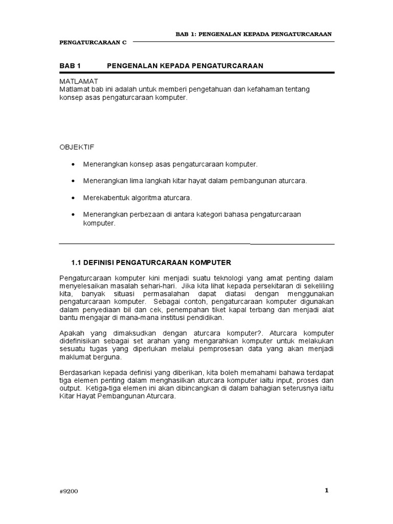 Pengenalan Pengaturcaraan C | PDF | Teknologi & Rekayasa