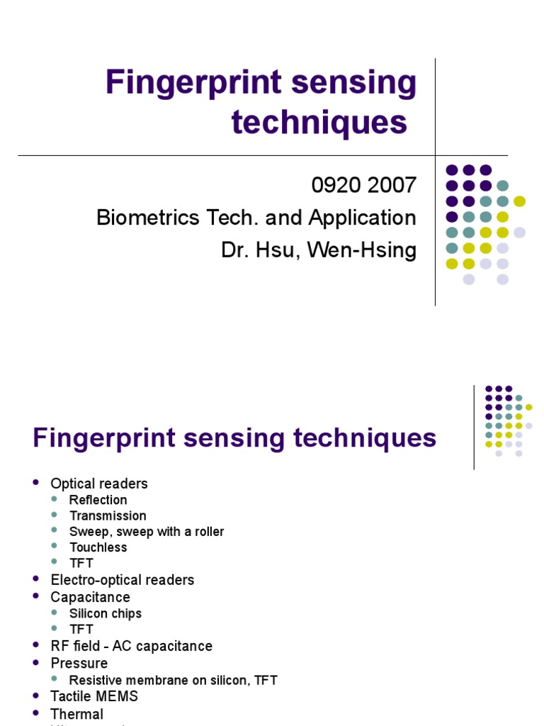 01 Fingerprint Sensing Techniques | PDF | Sensor | Touchscreen