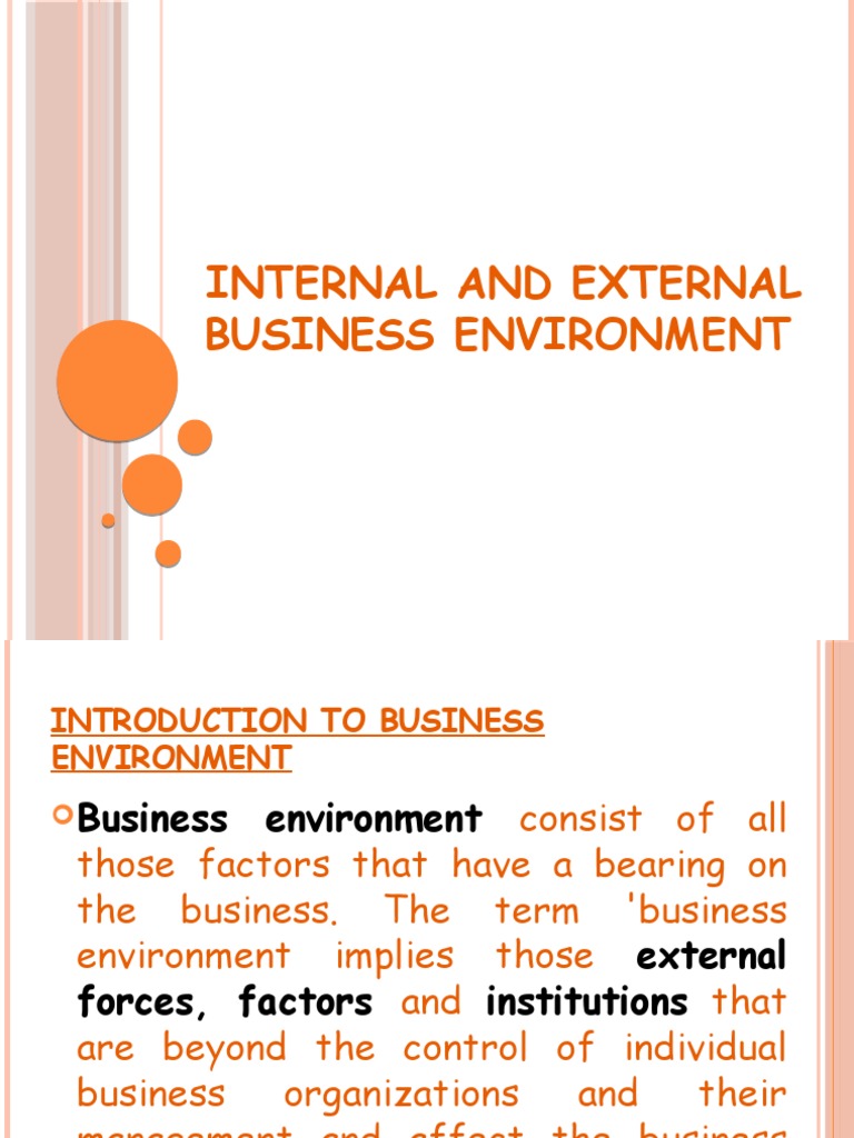Internal and External Business Environment | PDF | Business | Natural ...