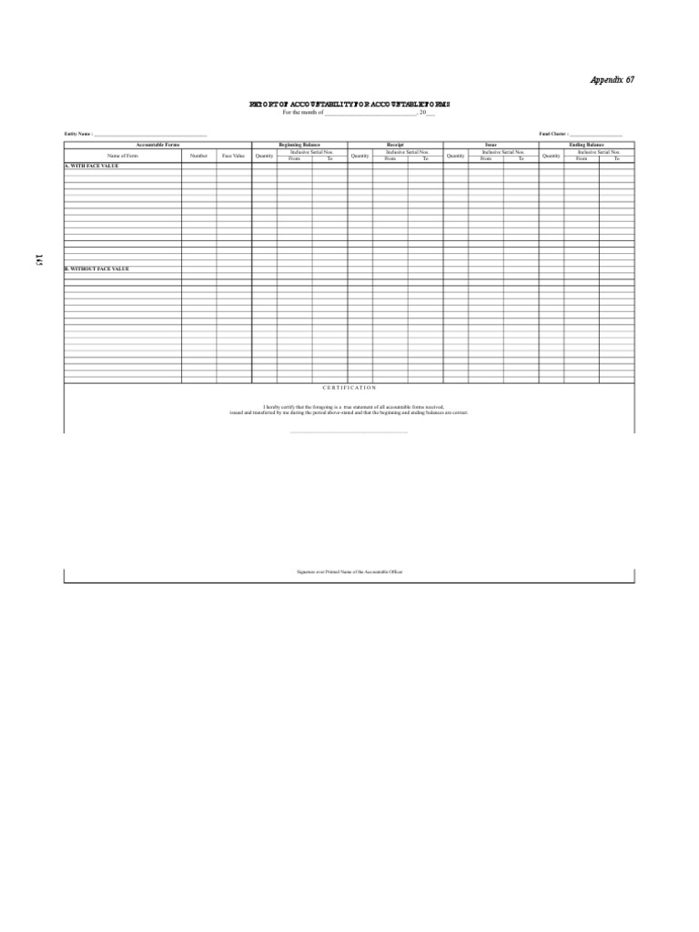 Report of Accountability For Accountable Forms: Appendix 67 | PDF