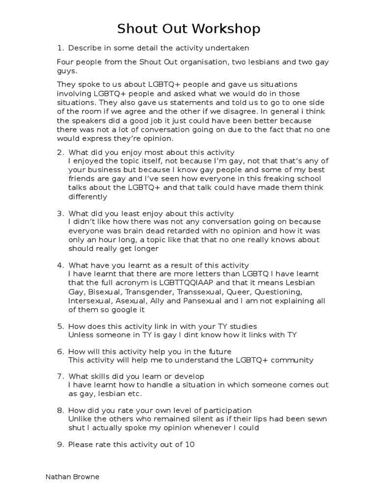 Shout Out Workshop | PDF