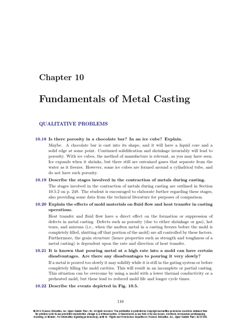 Fundamentals of Metal Casting: Qualitative Problems | PDF | Casting ...