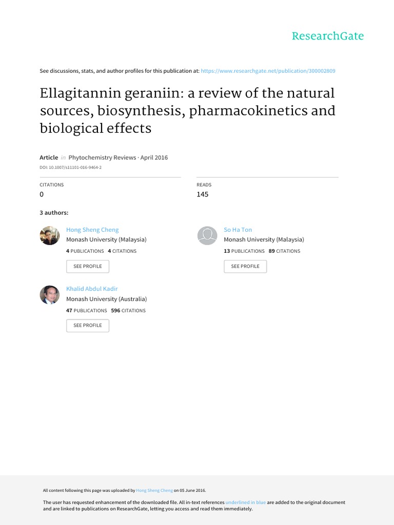 Geraniin Review - Pre-Print | PDF | Antioxidant | Chromatography