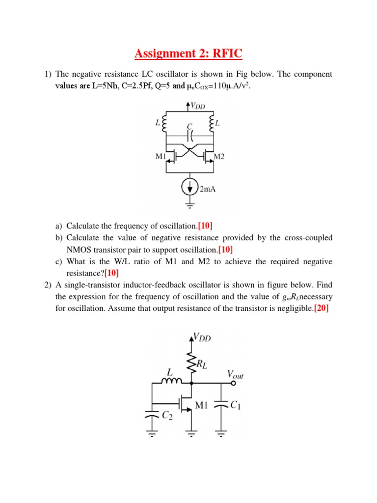 2ND Rfic Assignment Question PDF | PDF | Electronic Oscillator | Analog Circuits