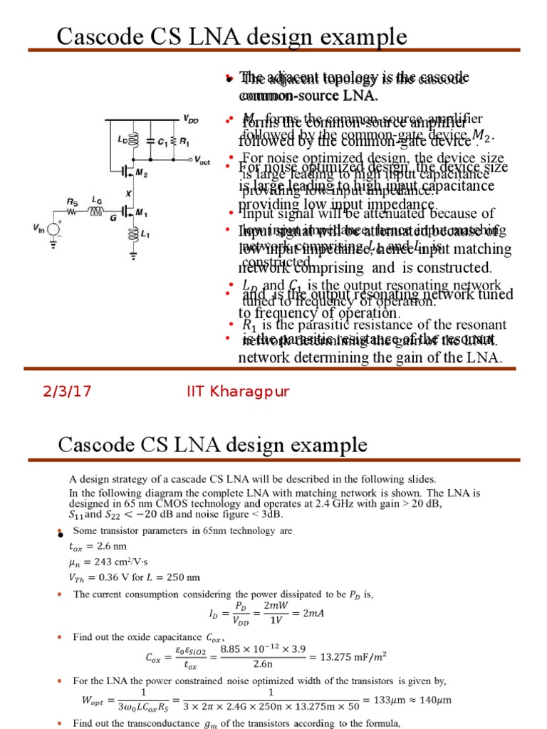Cascode CS LNA Design Example | PDF