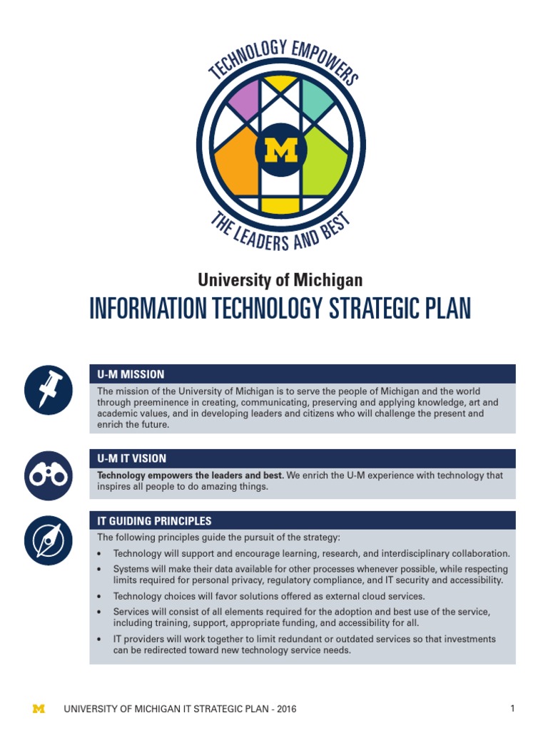 IT Strategic Plan - 2016 | PDF | University Of Michigan | Computer Network