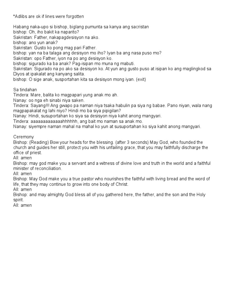 Holy Orders Script | PDF