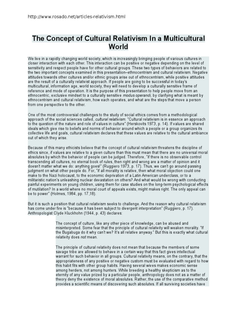 The Concept of Cultural Relativism | PDF | Relativism | Value (Ethics)
