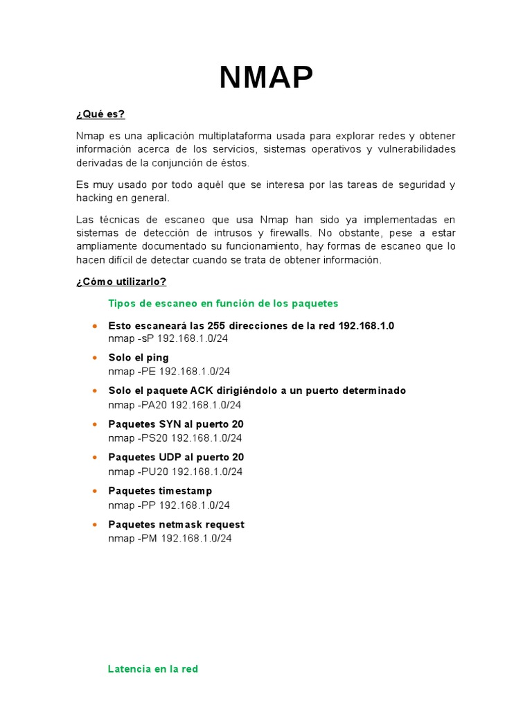 Una guía completa sobre Nmap: sus funcionalidades, comandos y técnicas de escaneo | PDF ...