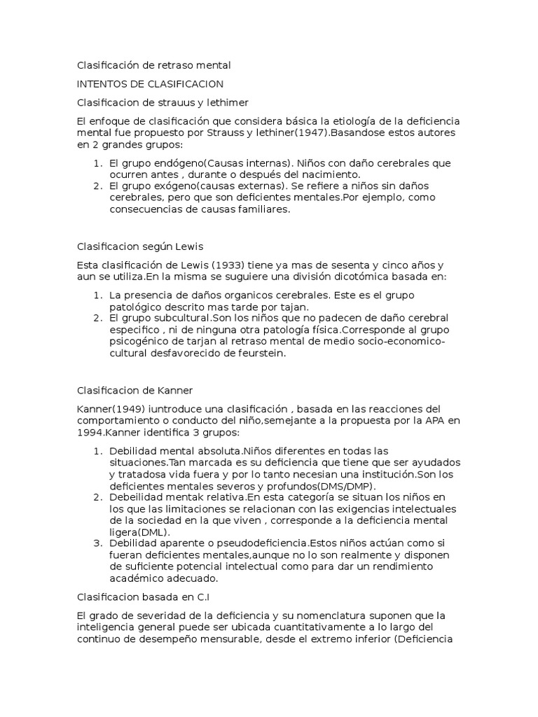 Clasificación de retraso mental.docx | Discapacidad intelectual ...