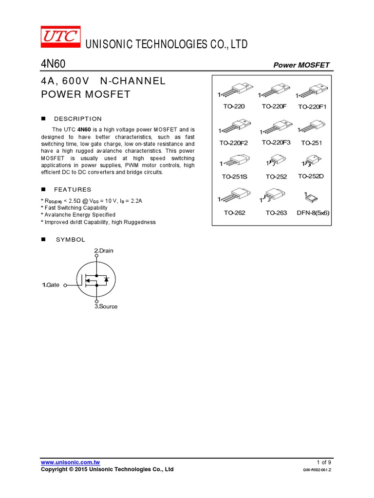 4N60 | Mosfet | Field Effect Transistor