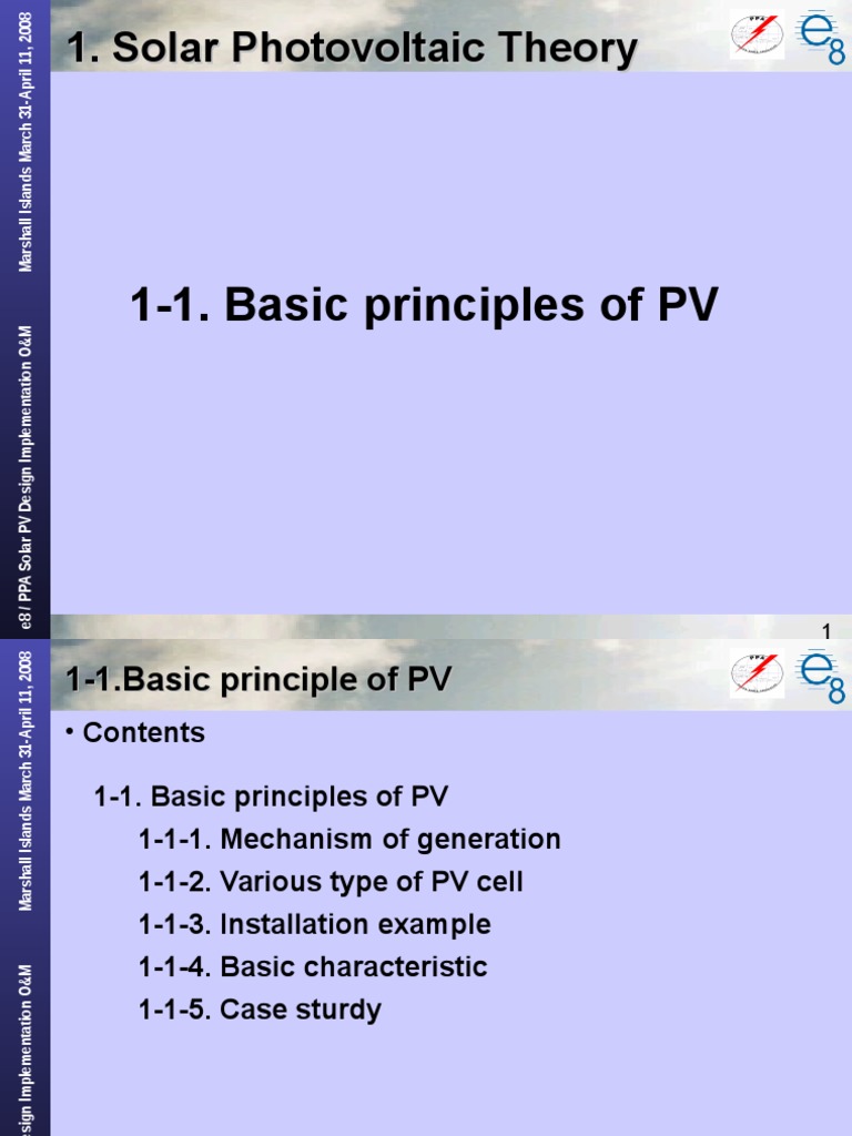 1-1basic Principle of PV (Day1) | PDF | Photovoltaics | Photovoltaic System