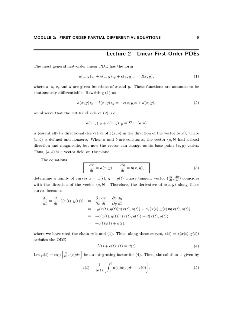 Linear First-Order PDEs Overview | PDF | Partial Differential Equation ...