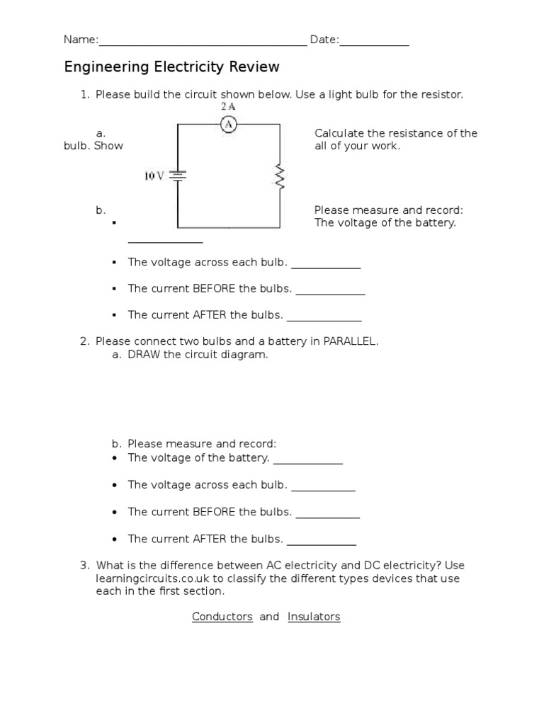 Electrical Circuit Review Guide | PDF | Electrical Resistance And ...