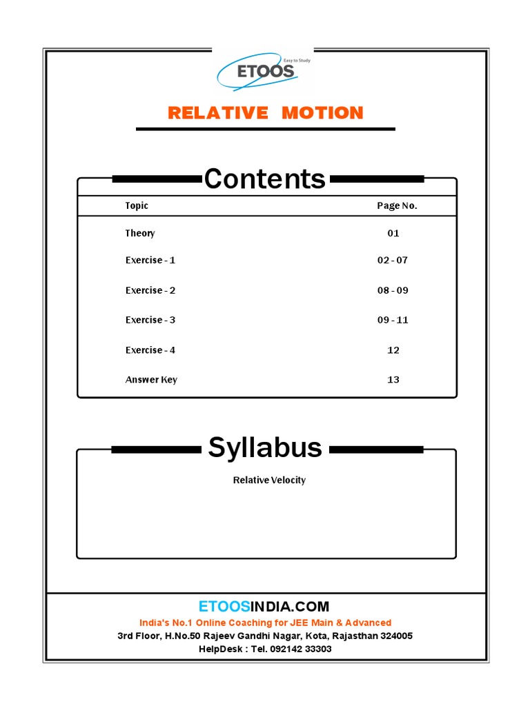 Relative Motion PDF | PDF | Speed | Velocity