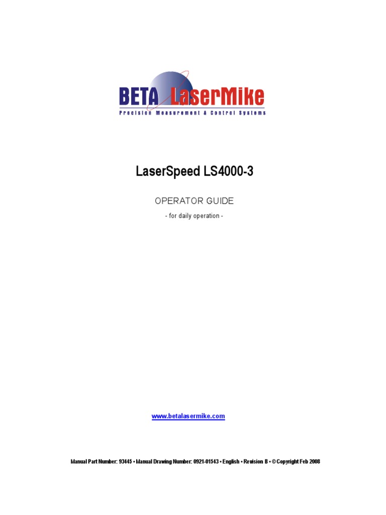 Laserspeed Ls4000-3: Operator Guide | PDF | Laser | Electromagnetic ...