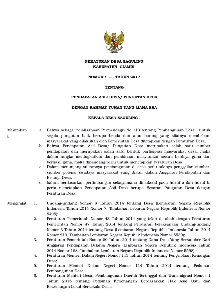 Perdes 03 Tahun 2015 PADes | PDF