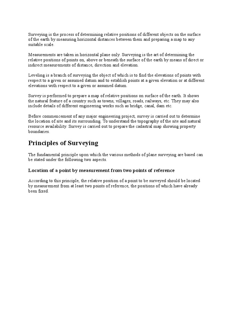 Principles of Surveying: Location of A Point by Measurement From Two ...