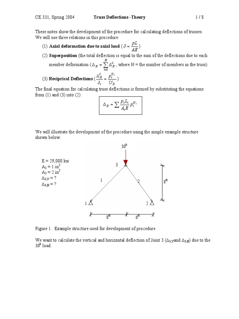 Deflection of Truss | PDF | Deformation (Engineering) | Deformation ...