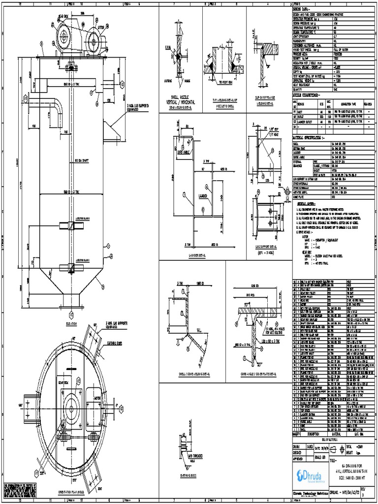 Agitator Blade Ii: Ga Drawing For 4 KL, Vertical Mixing Tank | PDF