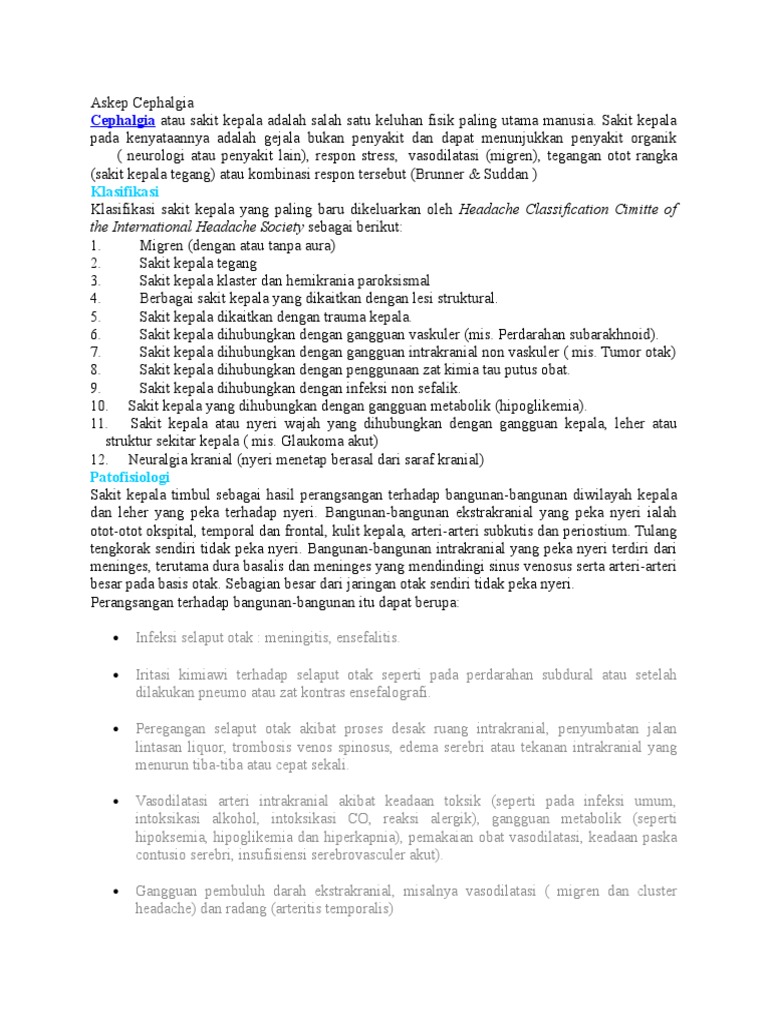 Askep Cephalgia | PDF