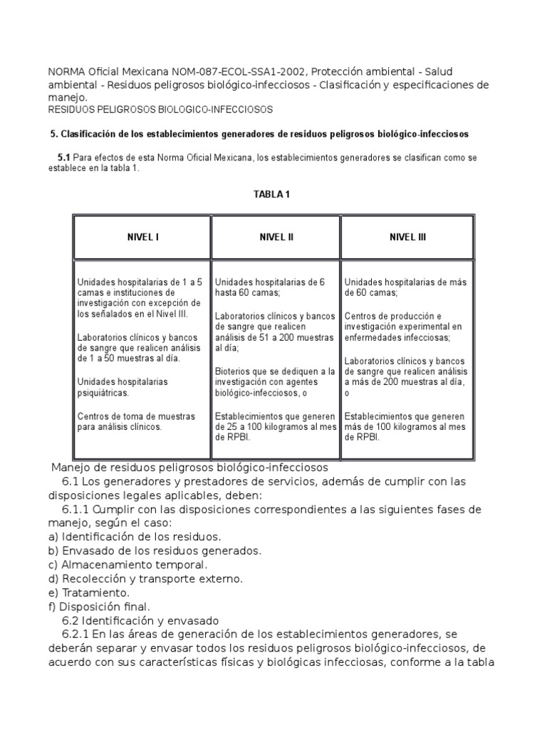 NORMA Oficial Mexicana NOM Rpbi | PDF | Residuos | Transporte