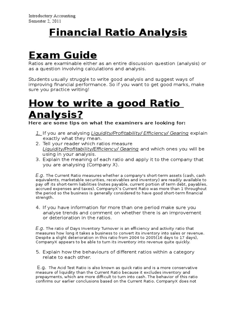 How To Write A Ratio Analysis | PDF | Revenue | Leverage (Finance)
