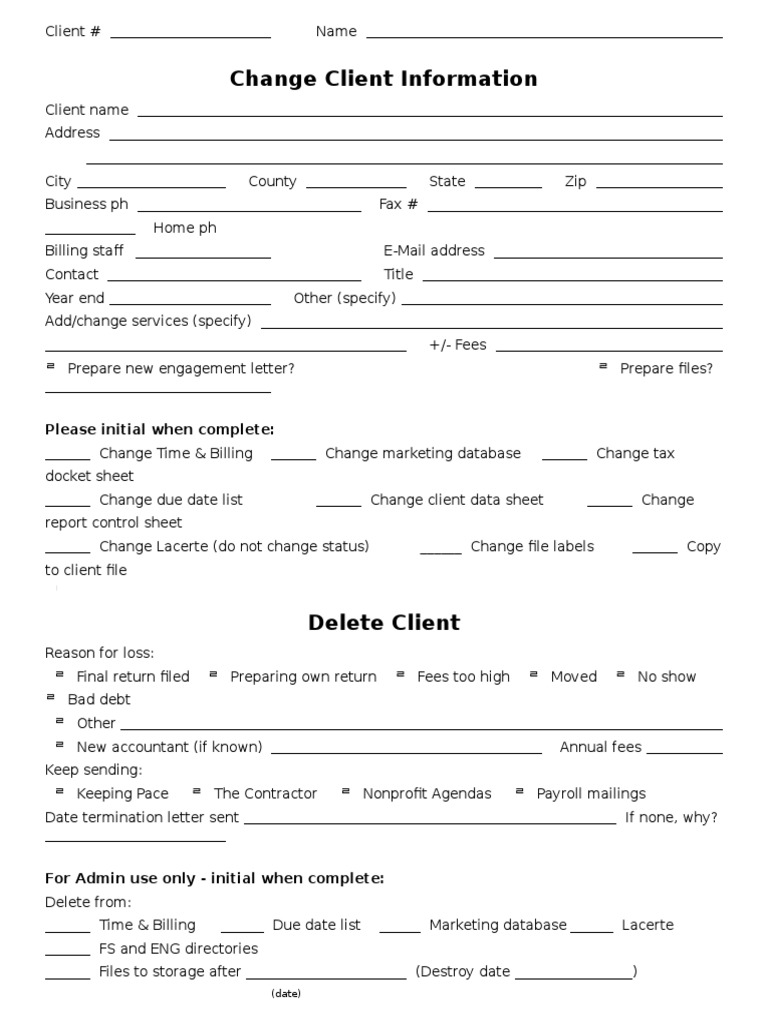 Update Client Information Form | PDF