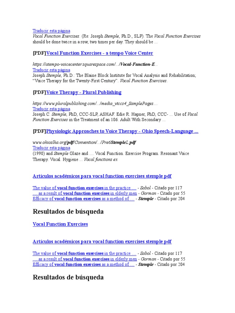 Stemple Vocal Function Exercises PDF | PDF | Speech Language Pathology ...