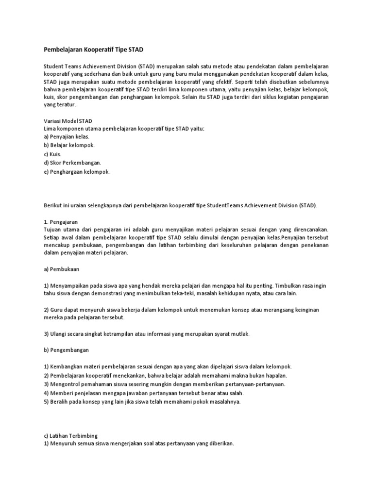 Karakteristik STAD | PDF | Karier & Perkembangan | Kesehatan Holistik