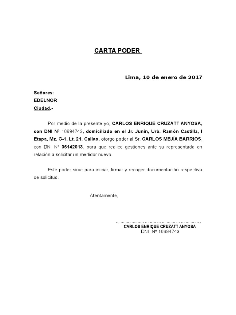 Carta Poder | Lima | Business