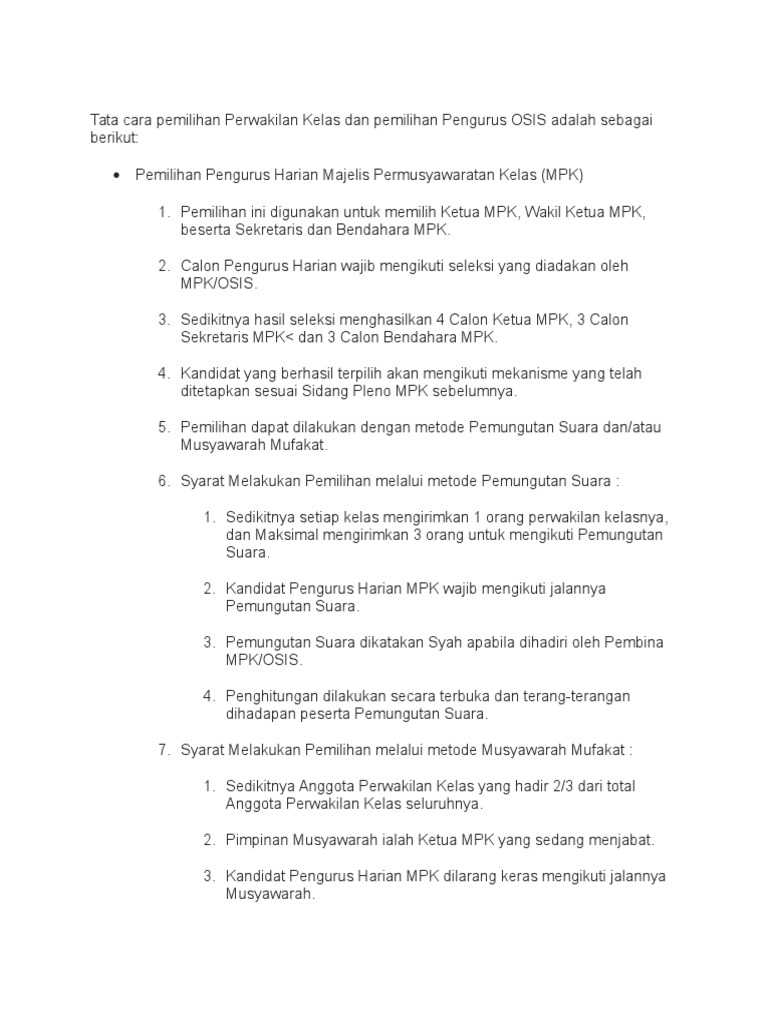 Prosedur Pemilihan Ketua OSIS 2023 | PDF