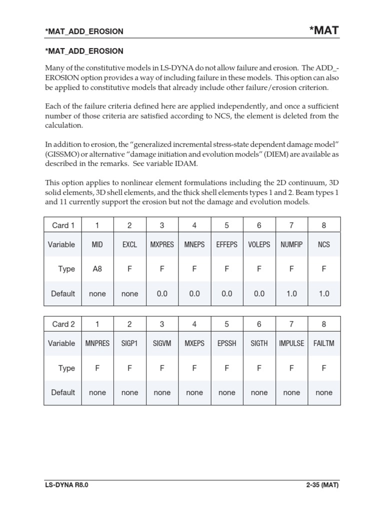 LS-DYNA Manual Vol2 | PDF | Deformation (Mechanics) | Plasticity (Physics)